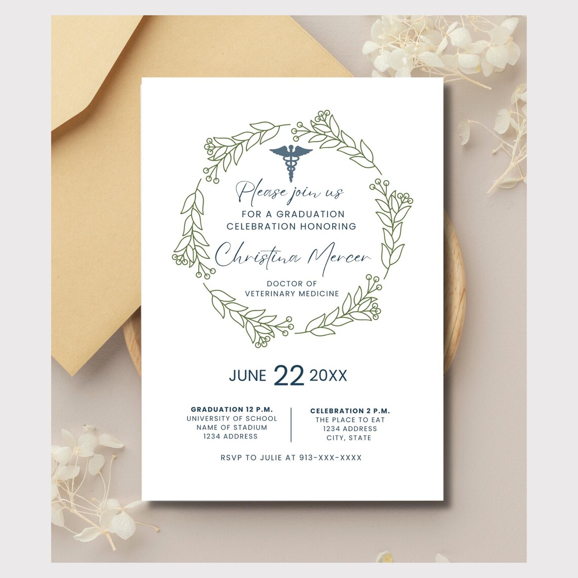 Veterinarian School Graduation Party Invitation, Vet Tech, Animal ...
