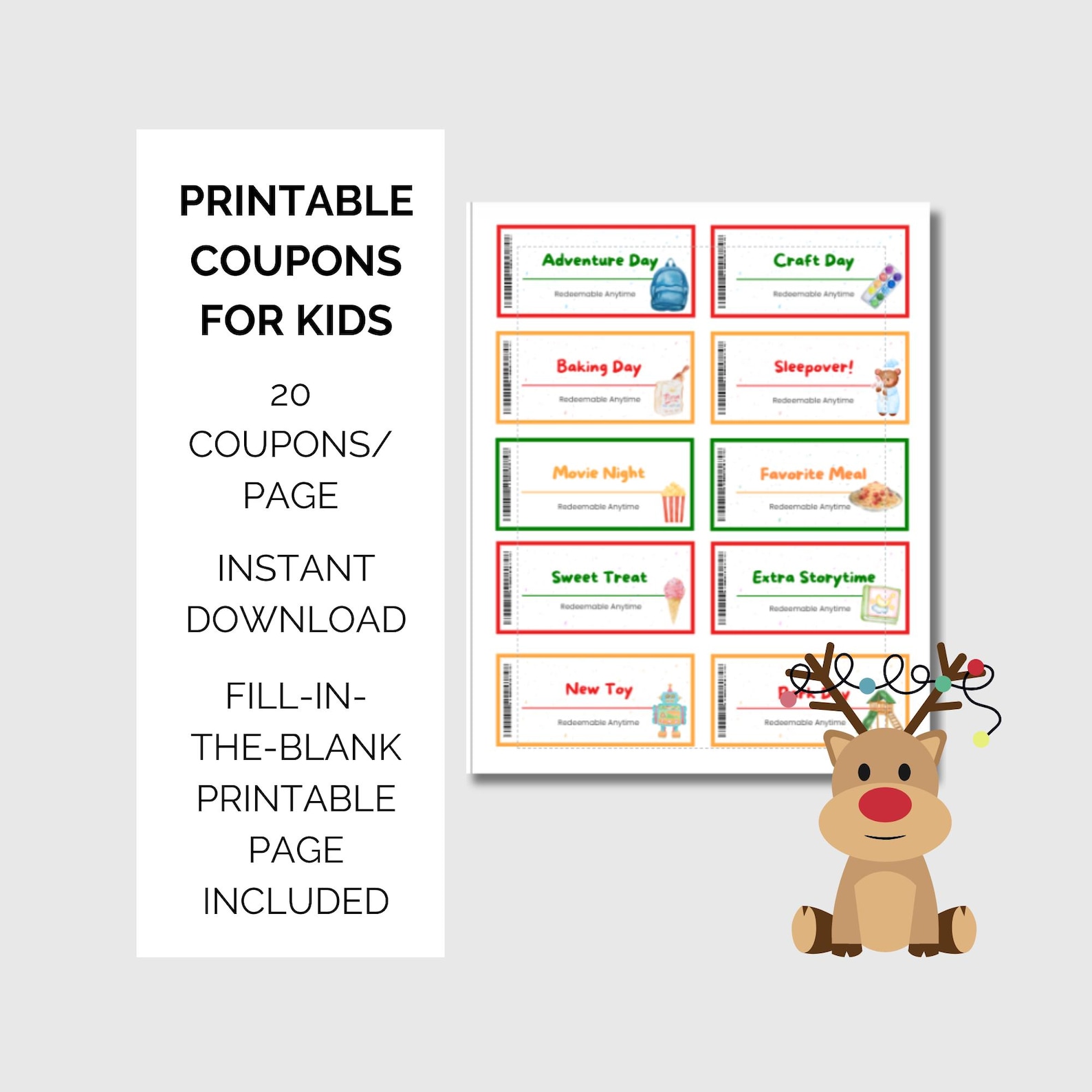 Printable Christmas Coupons for Kids, Christmas Coupon Book, Christmas ...