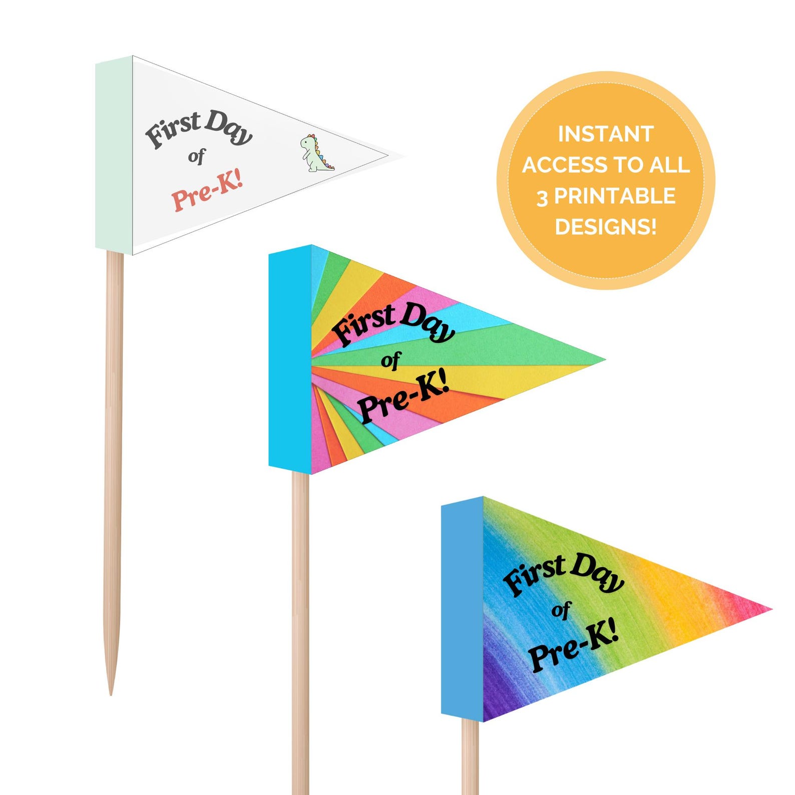 First Day of Prek School Pennant Flag, Back to School Printable Sign ...