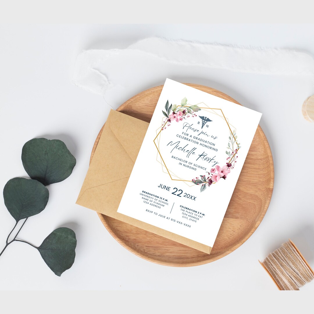 Nurse Graduation Ceremony Invitation Template, Nursing School ...