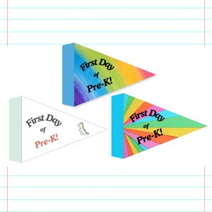 First Day of Prek School Pennant Flag, Back to School Printable Sign ...