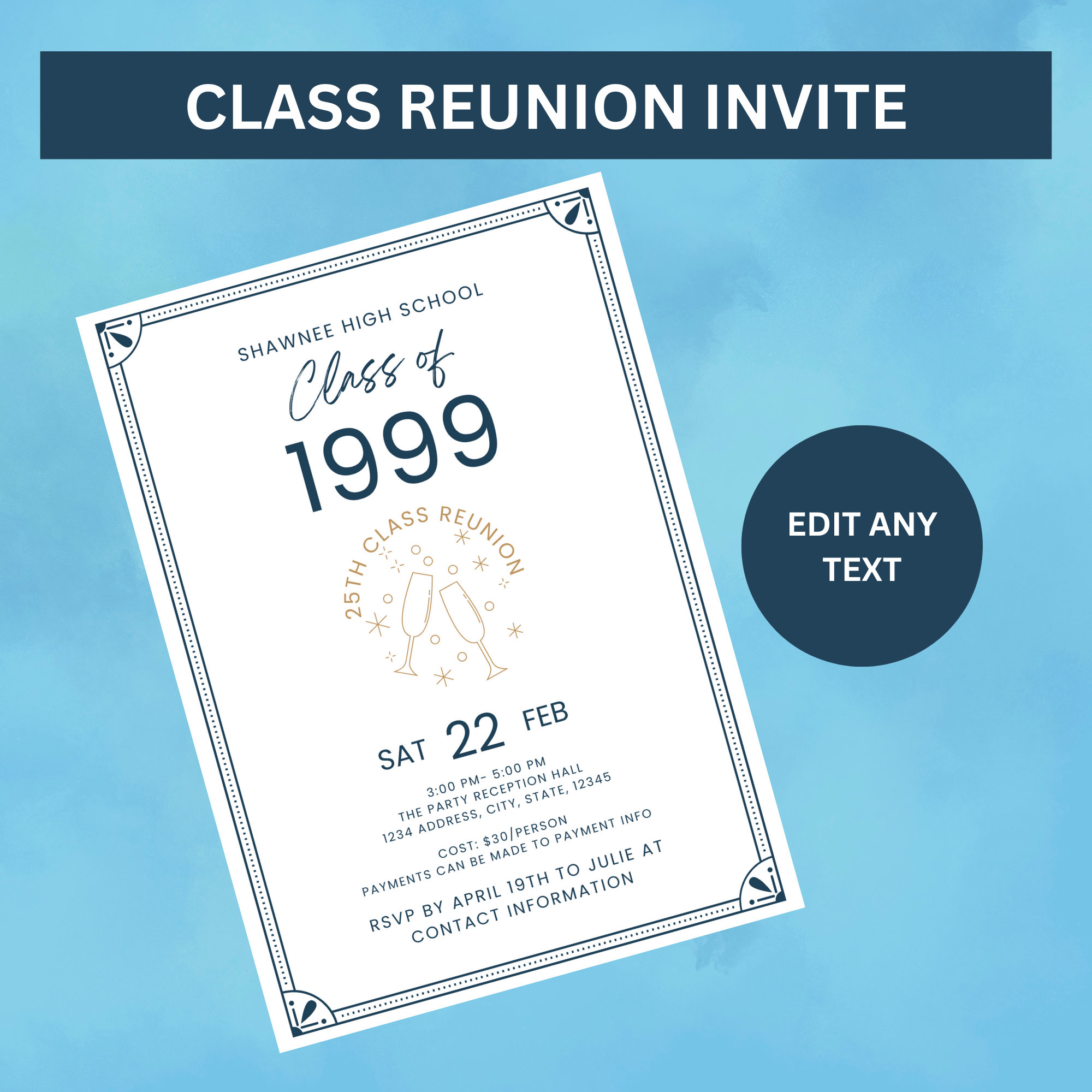 Class Reunion Invitation Template, High School Reunion, College Reunion ...