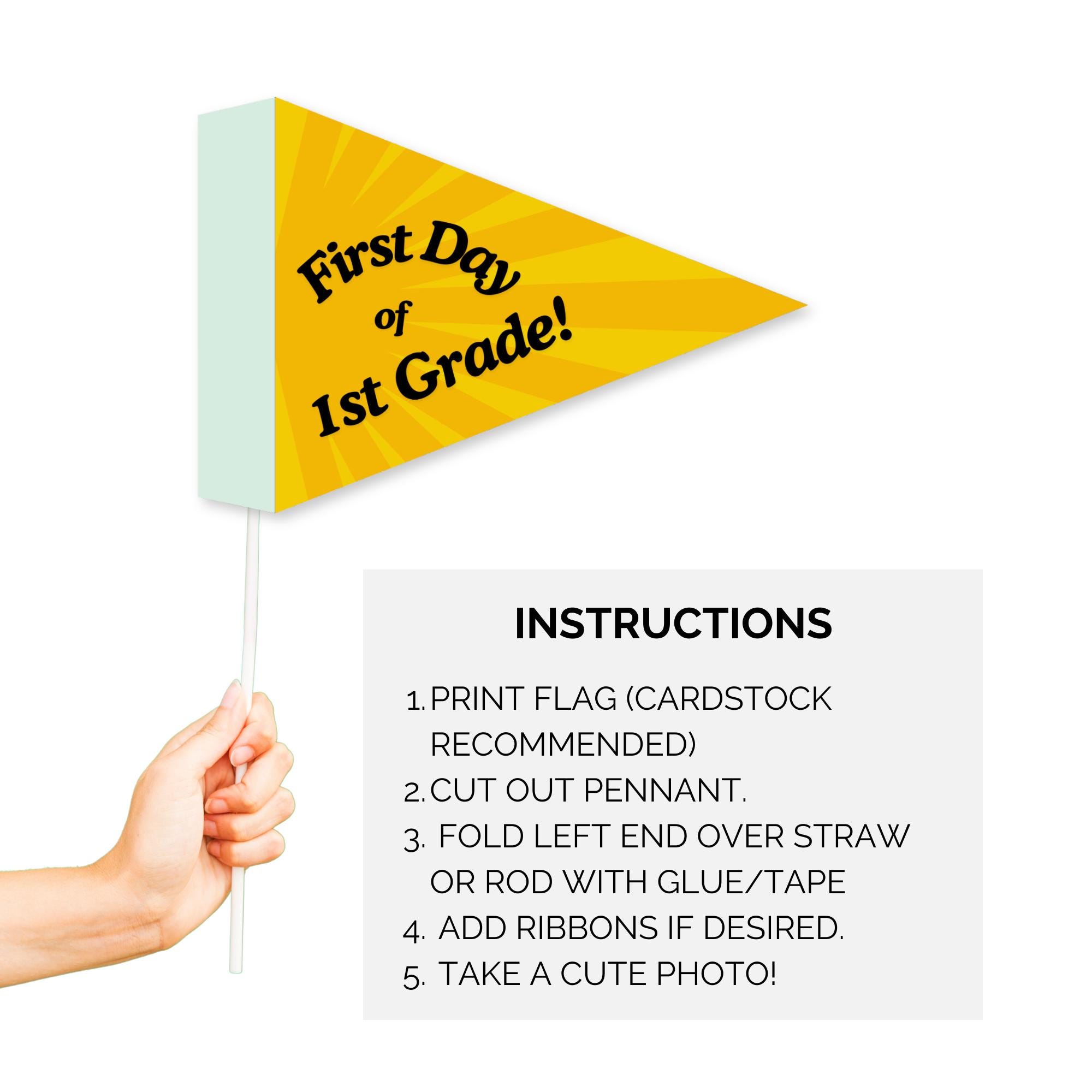 First Day of 1st School Pennant Flag, Back to School Printable Sign ...
