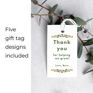 Instant Download, Succulent Gift Tag, Teacher Appreciation Card, Plant ...