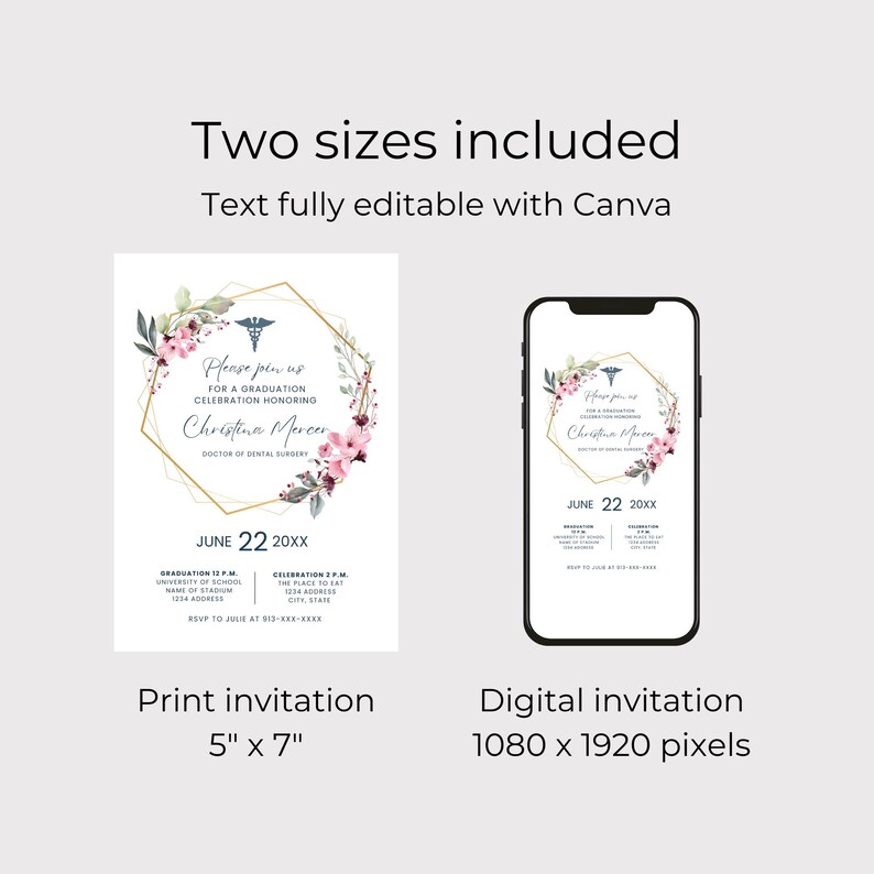 Editable Dental School Graduation Party Invitation, Dental Hygienist ...