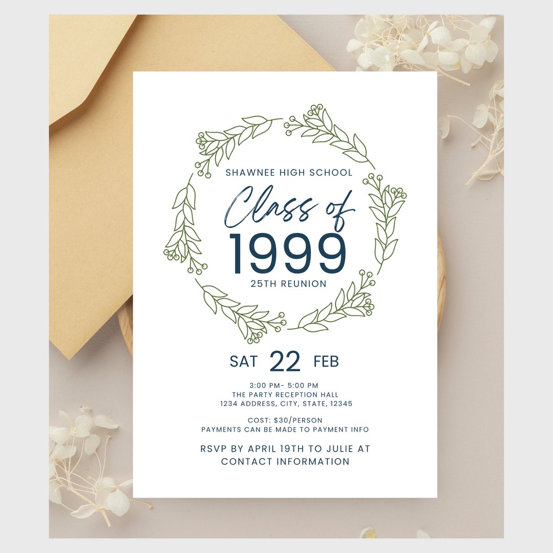 Class Reunion Invitation Template, High School Reunion, College Reunion ...