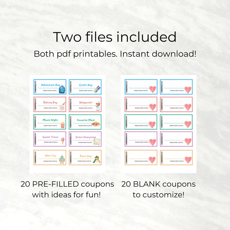 Instant Download | Printable Kids Reward Coupons | Fill in the Blanks ...