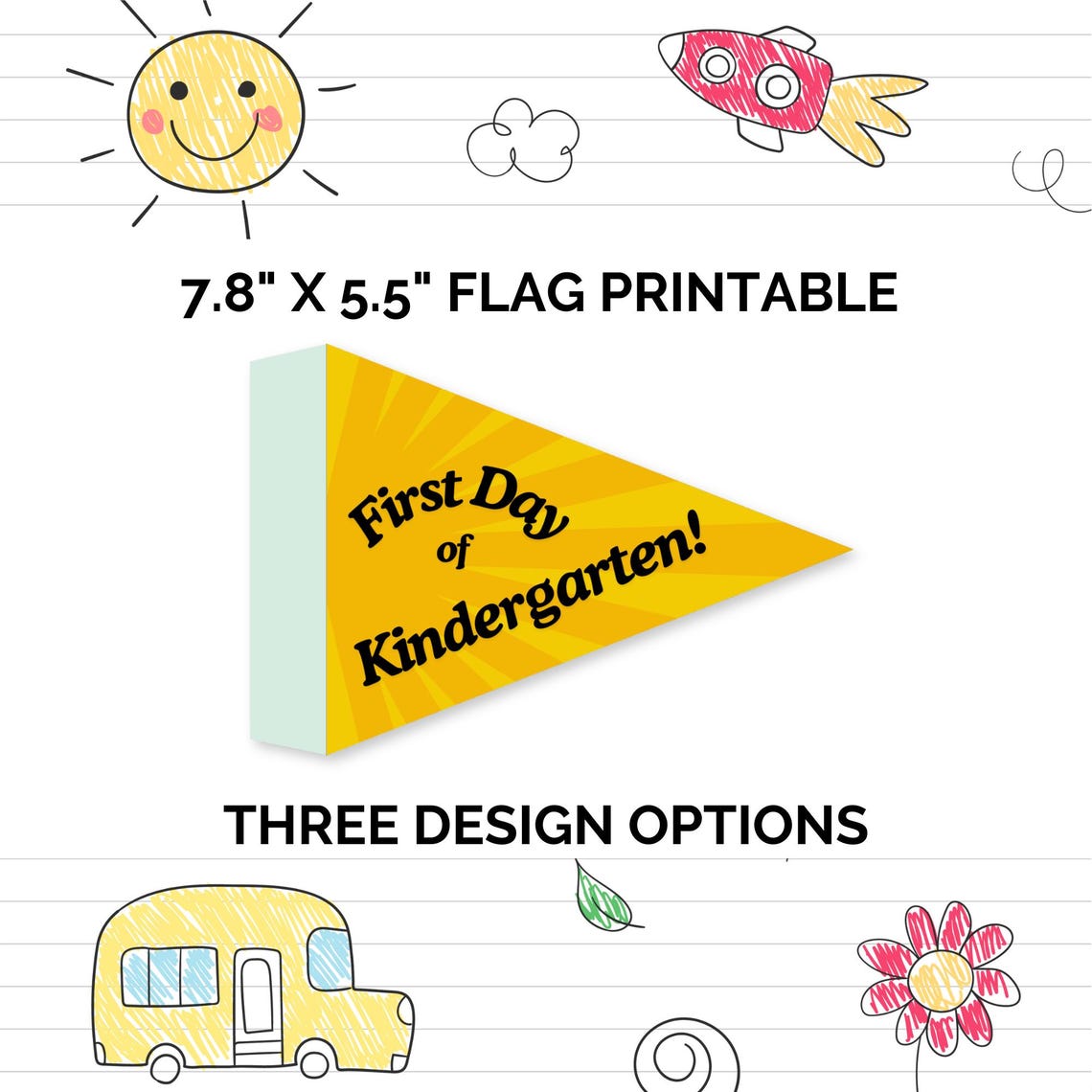 First Day of School Pennant Flag, Back to School Printable Sign, First ...