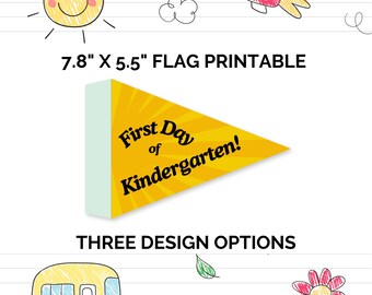 First Day of Prek School Pennant Flag, Back to School Printable Sign ...