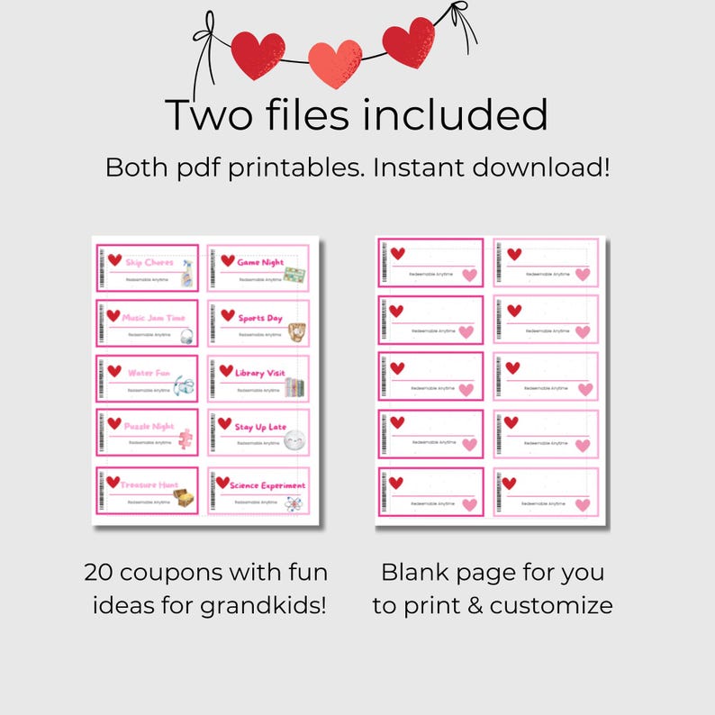 PRINTABLE Kids Valentine Coupon Book, Valentine Coupons for Kids ...