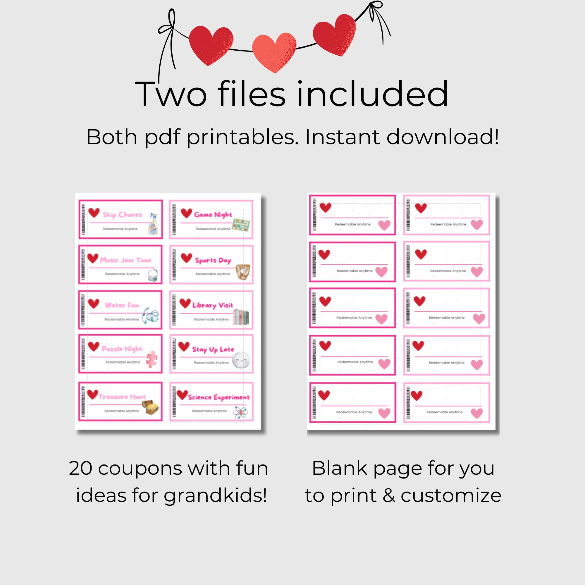 PRINTABLE Kids Valentine Coupon Book, Valentine Coupons for Kids ...
