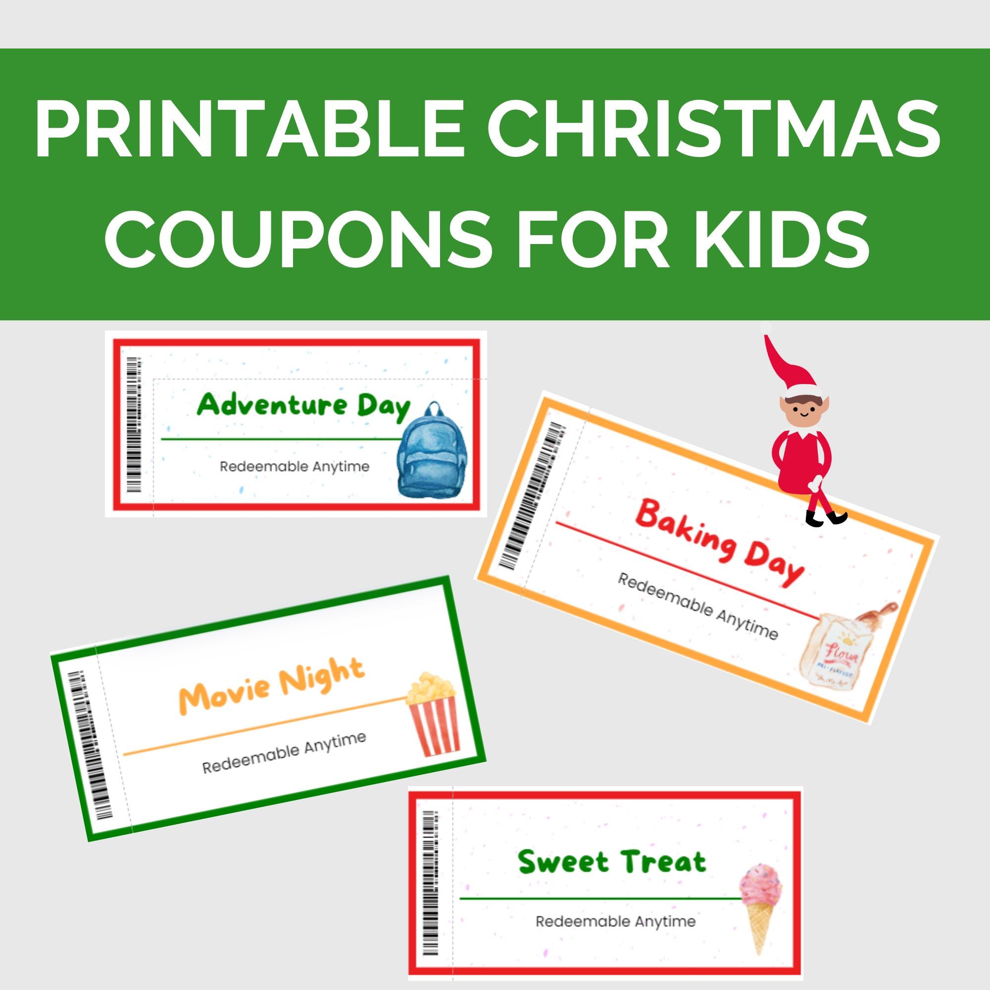 Printable Christmas Coupons for Kids, Christmas Coupon Book, Christmas ...