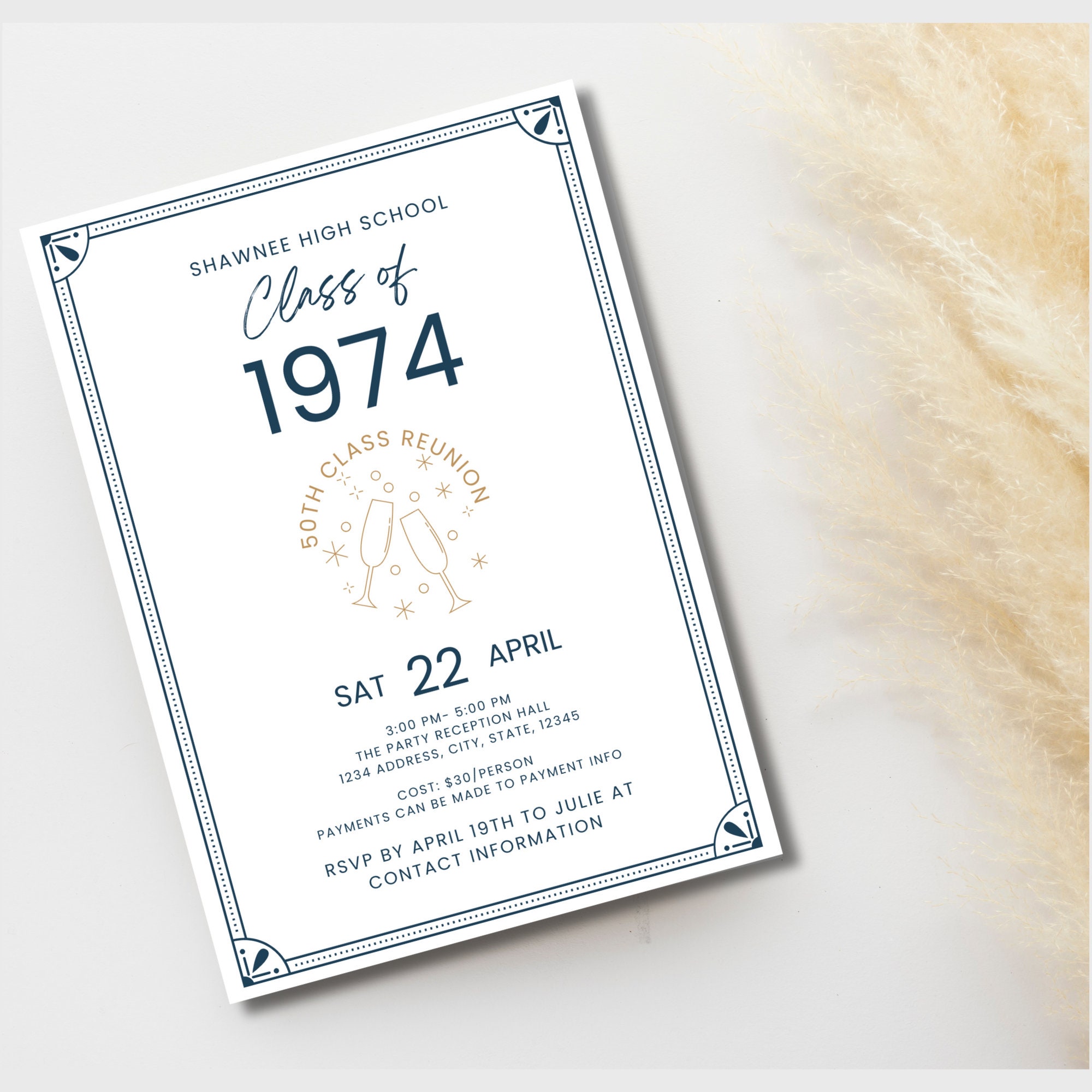 Class Reunion Invitation Template, High School Reunion, College Reunion ...