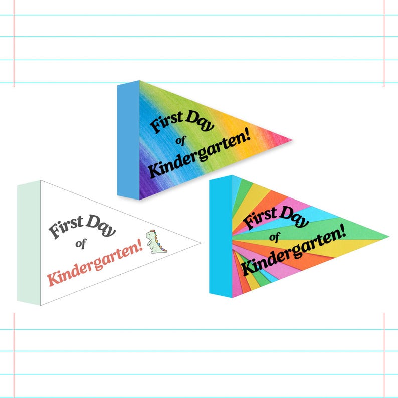 First Day of Kindergarten School Pennant Flag, Back to School Printable ...
