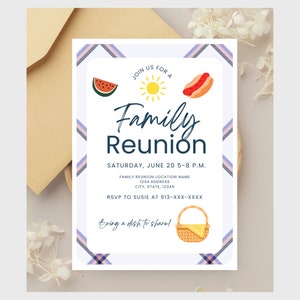 Editable Family Reunion Invitation | Family Picnic Invitation | Summer ...