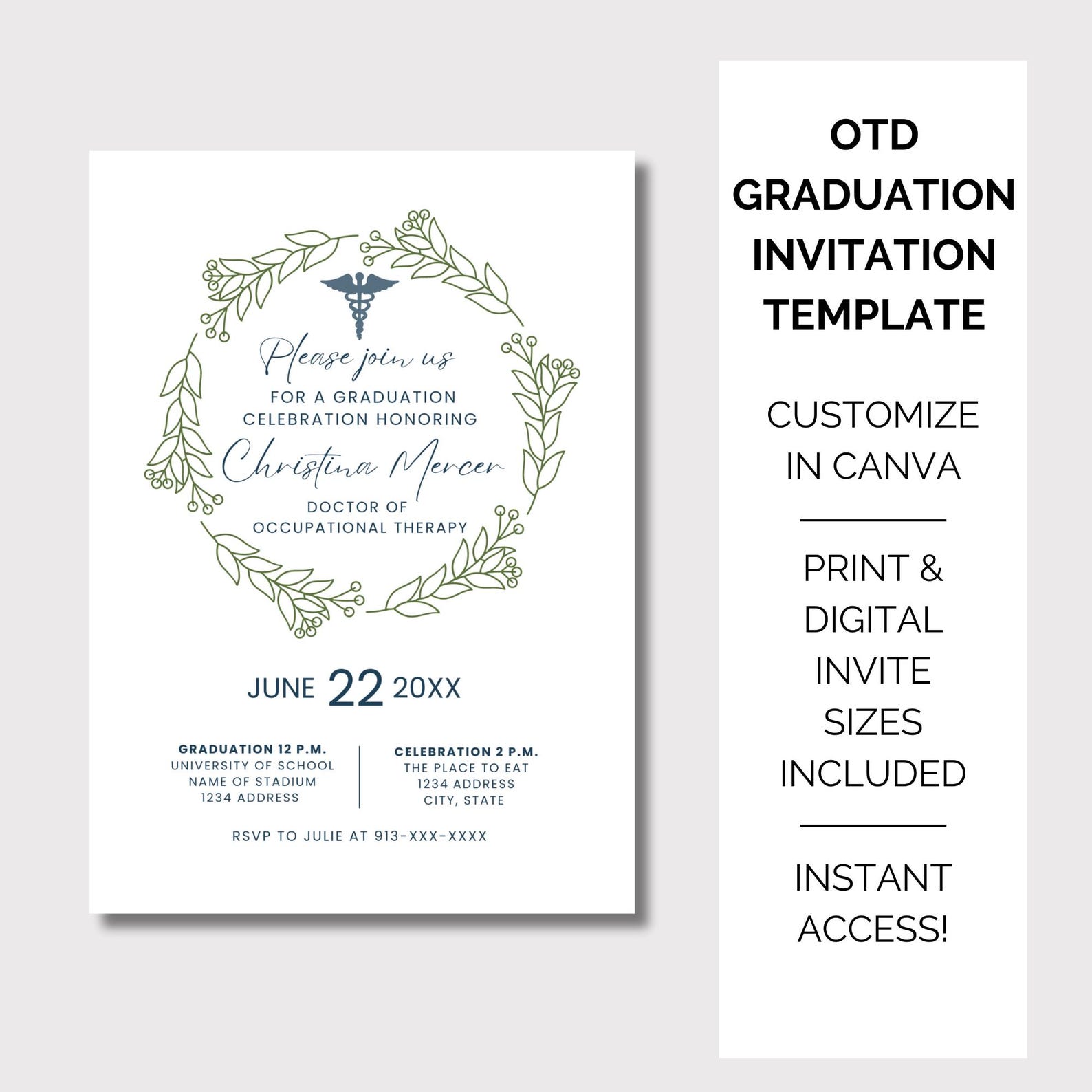 Graduation Invite, Doctor Occupational Therapy Graduation Party, OTD ...