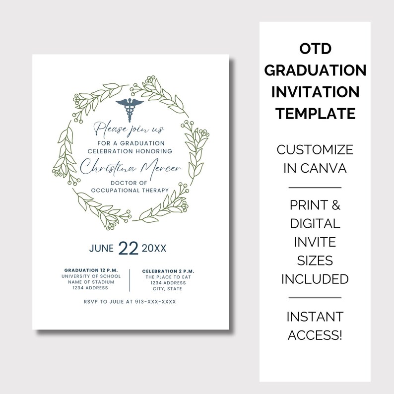 Graduation Invite, Doctor Occupational Therapy Graduation Party, OTD ...
