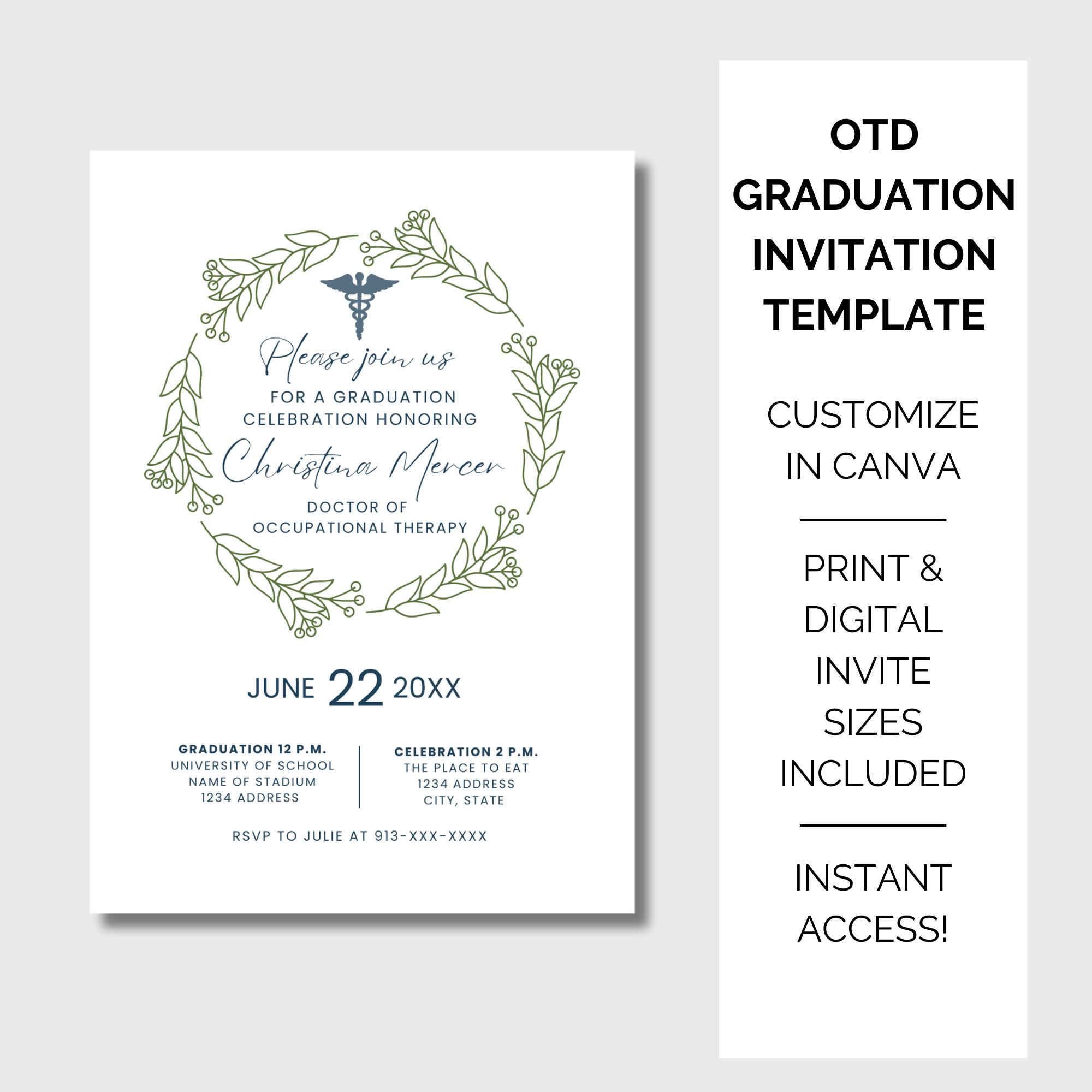 Graduation Invite, Doctor Occupational Therapy Graduation Party, OTD ...