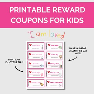 PRINTABLE Kids Valentine Coupon Book, Valentine Coupons for Kids ...