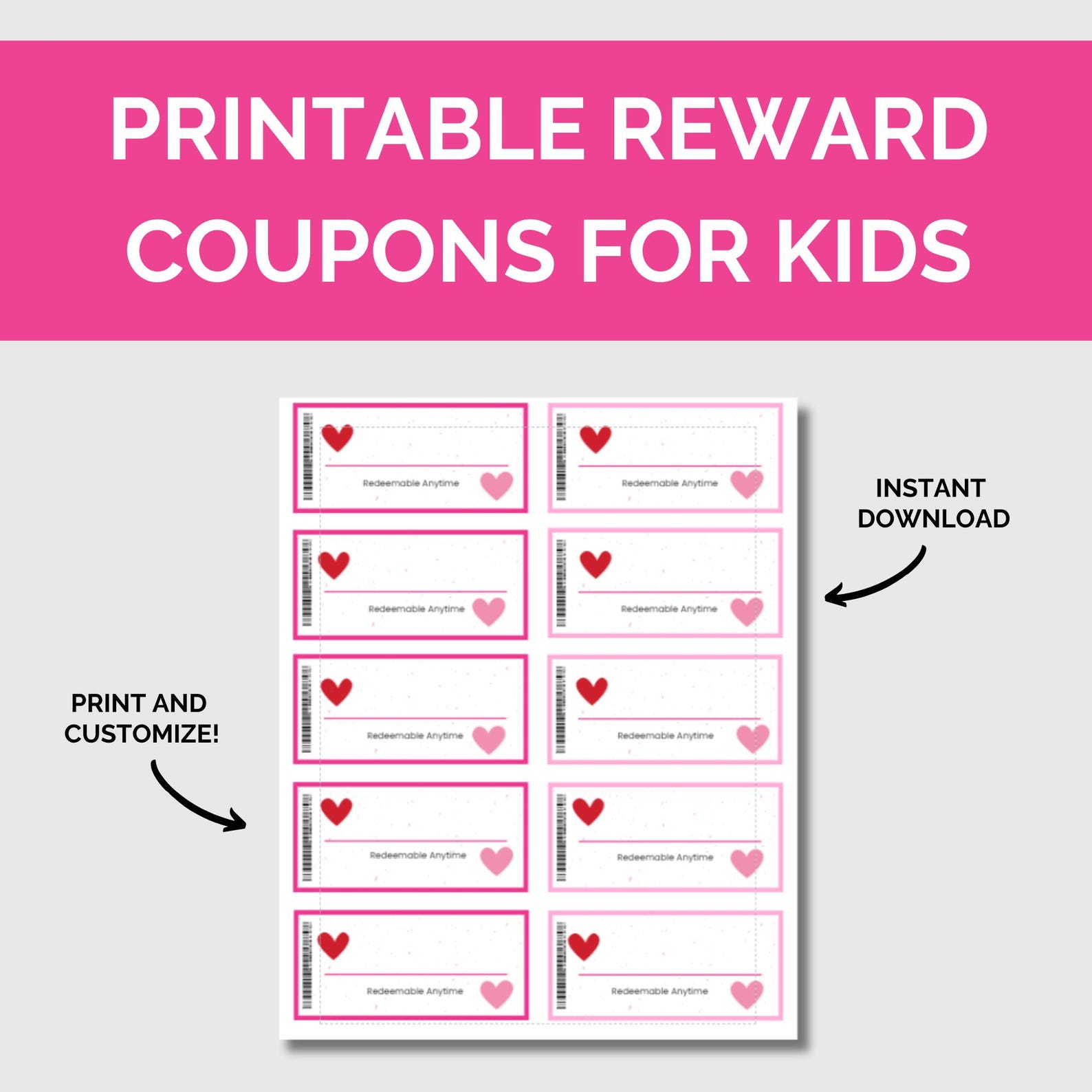 PRINTABLE Kids Valentine Coupon Book, Valentine Coupons for Kids ...