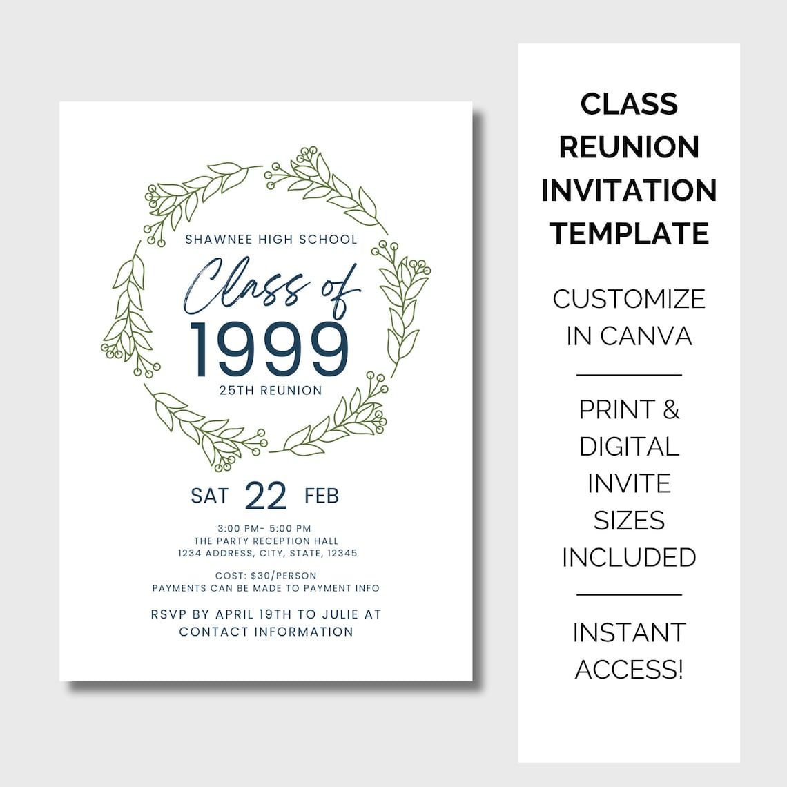 Class Reunion Invitation Template, High School Reunion, College Reunion ...