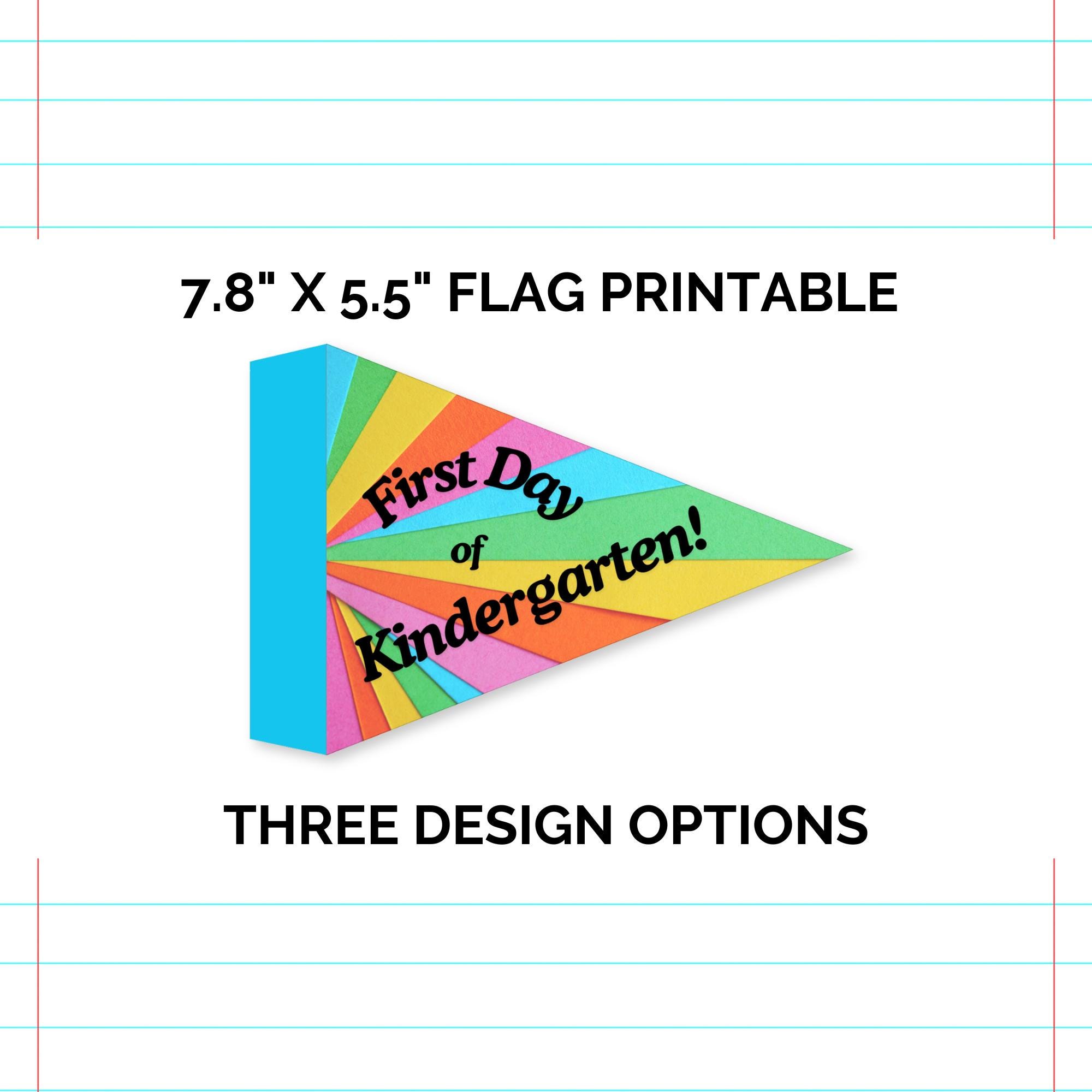 First Day of Kindergarten School Pennant Flag, Back to School Printable ...