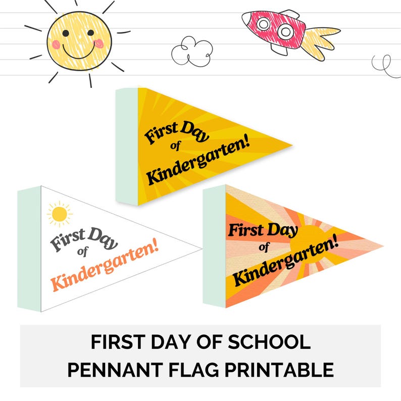 First Day of School Pennant Flag, Back to School Printable Sign, First ...