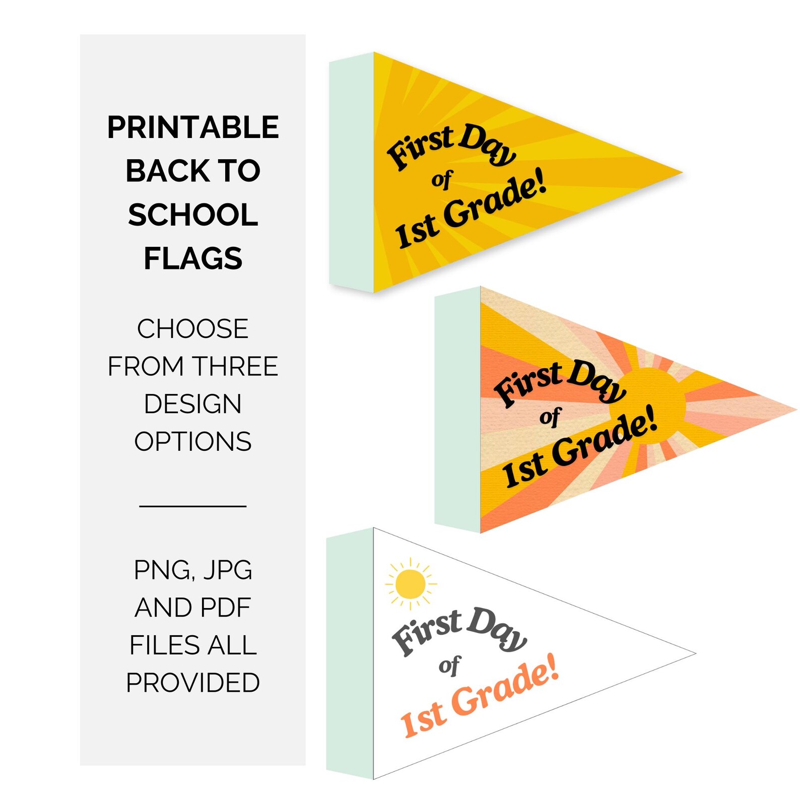 First Day of 1st School Pennant Flag, Back to School Printable Sign ...