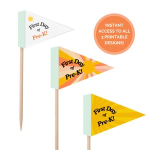 First Day of School Pennant Flag, Back to School Printable Sign, First ...