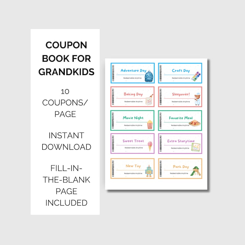 Printables for Kids | Instant Download | Kids Reward Coupon | Gift for ...