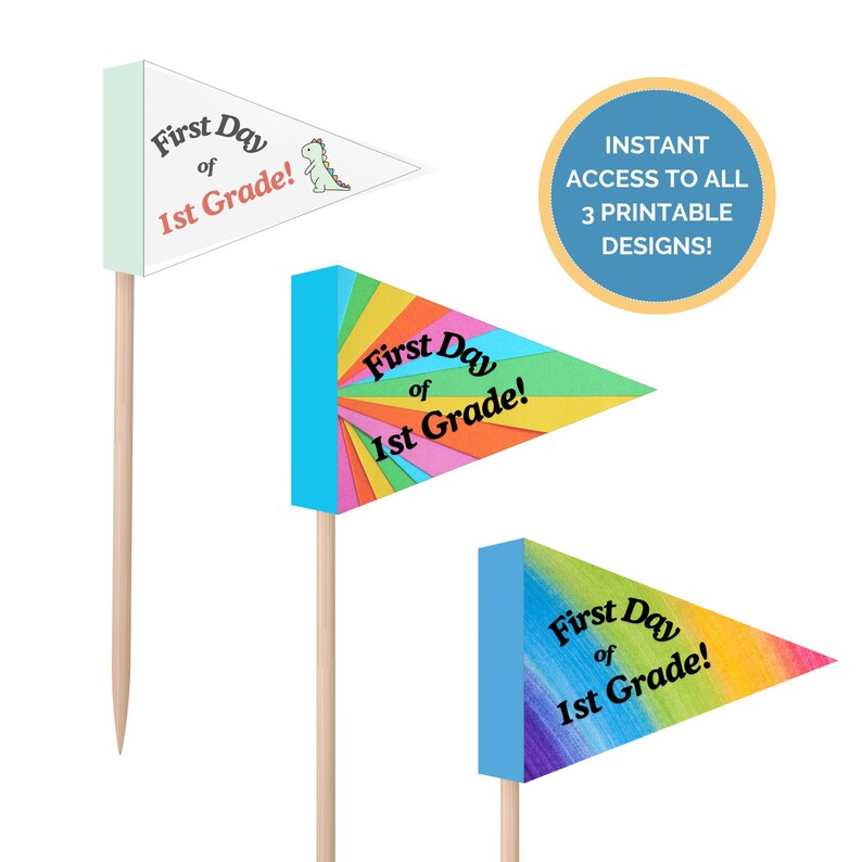 First Day of 1st School Pennant Flag, Back to School Printable Sign ...