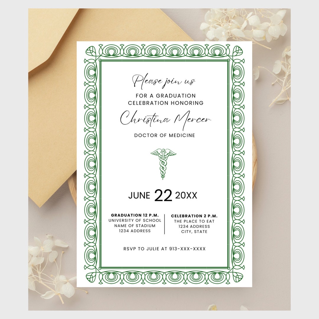 Graduation Invite, Medical Doctor Graduation Party, Nursing Graduation ...