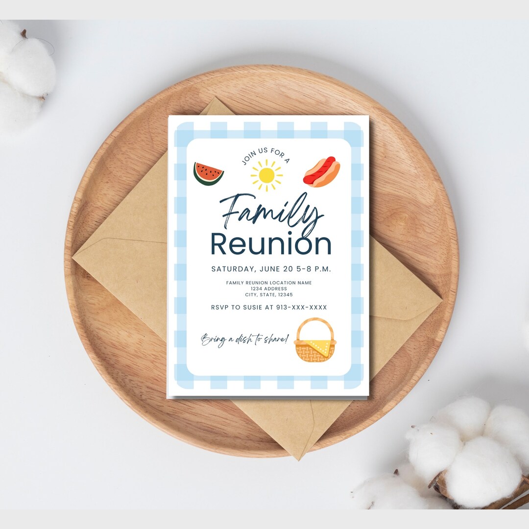 Editable Family Reunion Invitation | Family Picnic Invitation | Summer ...