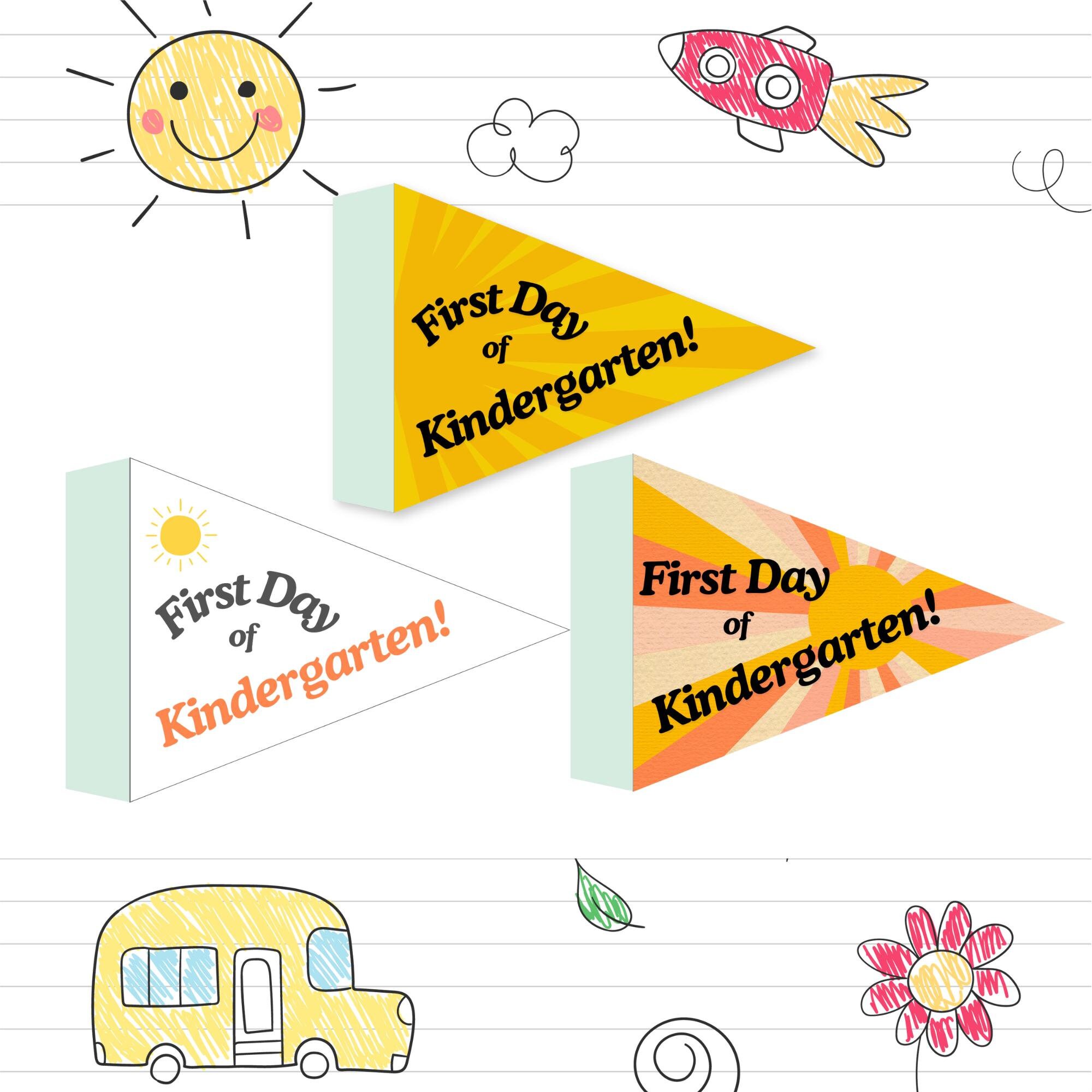 First Day of School Pennant Flag, Back to School Printable Sign, First ...