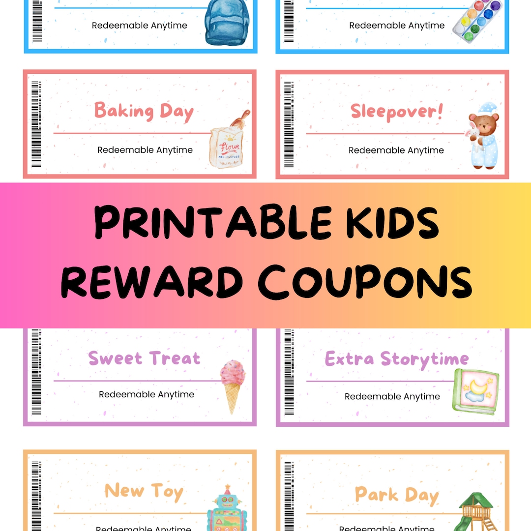 Instant Download | Printable Kids Reward Coupons | Fill in the Blanks ...
