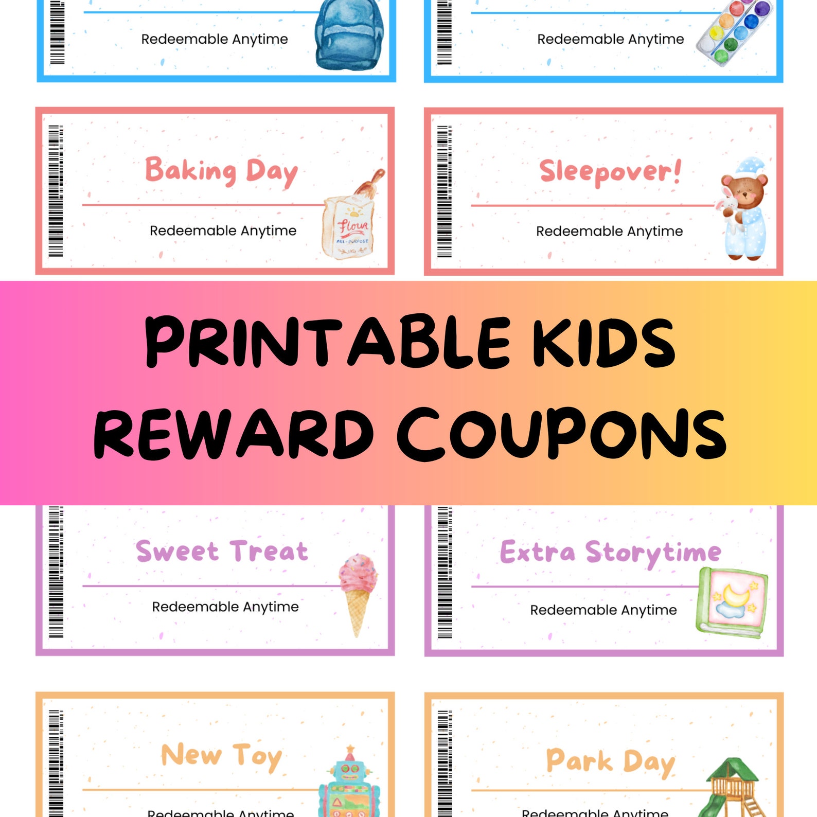 Instant Download Printable Kids Reward Coupons Fill in the Blanks ...