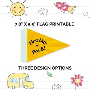 First Day of School Pennant Flag, Back to School Printable Sign, First ...