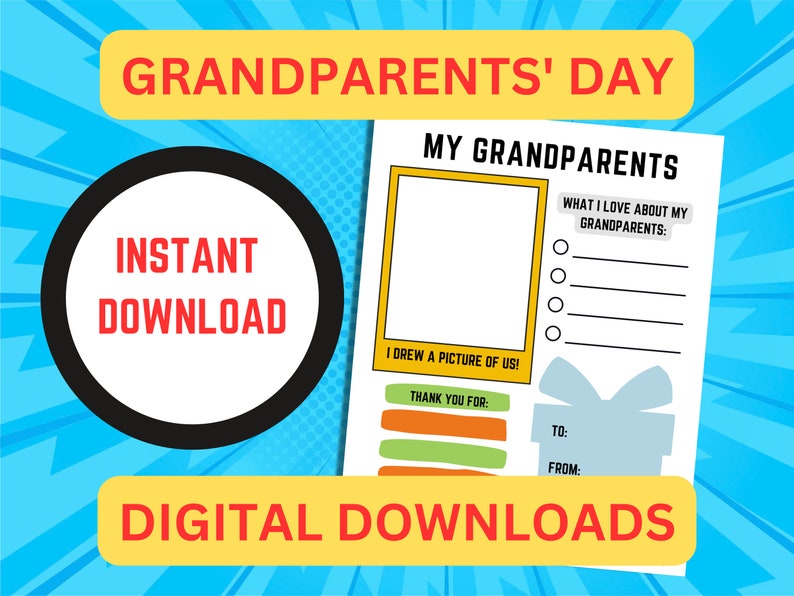 Grandparents' Day Printable, Grandparents Day Keepsake, Toddler ...