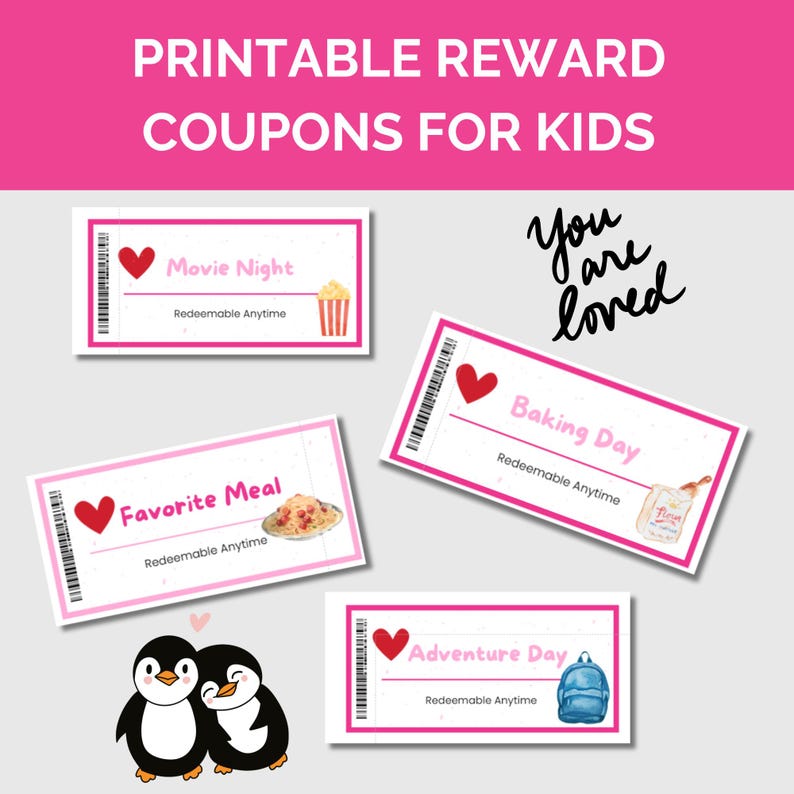 PRINTABLE Kids Valentine Coupon Book, Valentine Coupons for Kids ...