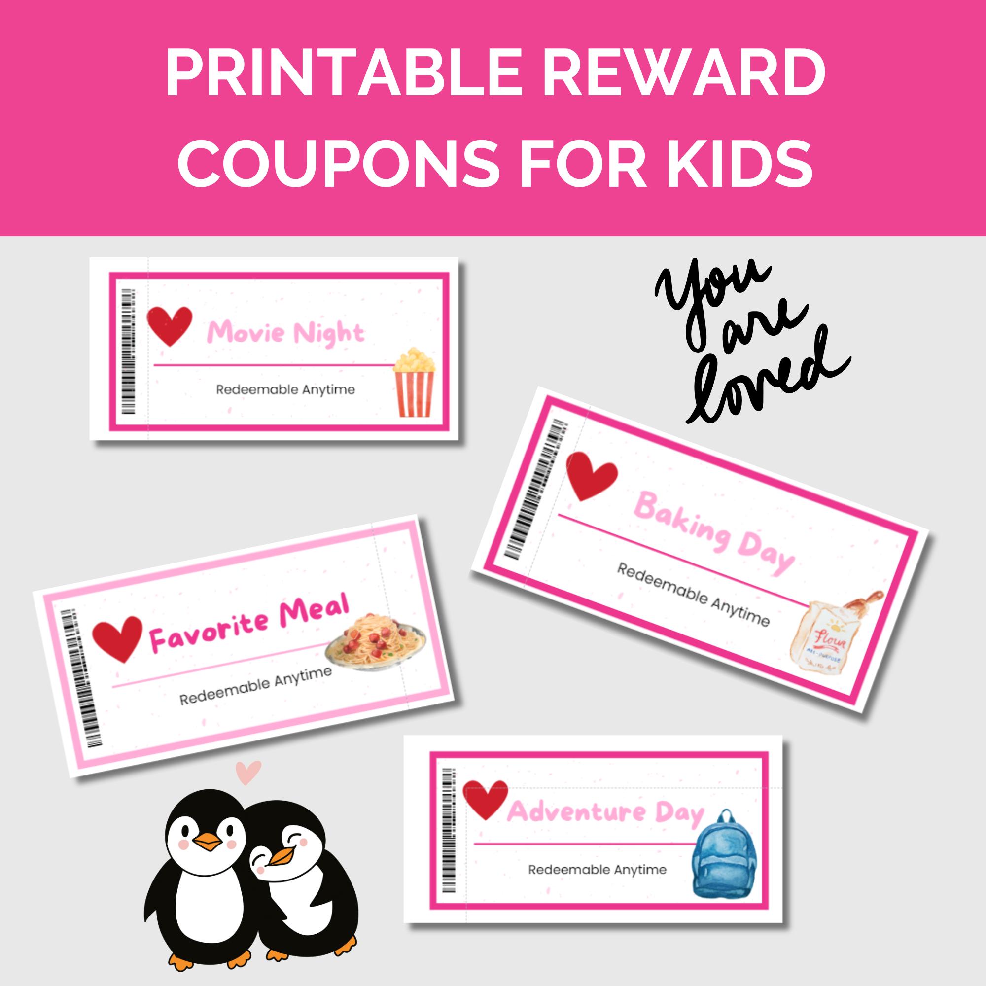 PRINTABLE Kids Valentine Coupon Book, Valentine Coupons for Kids ...