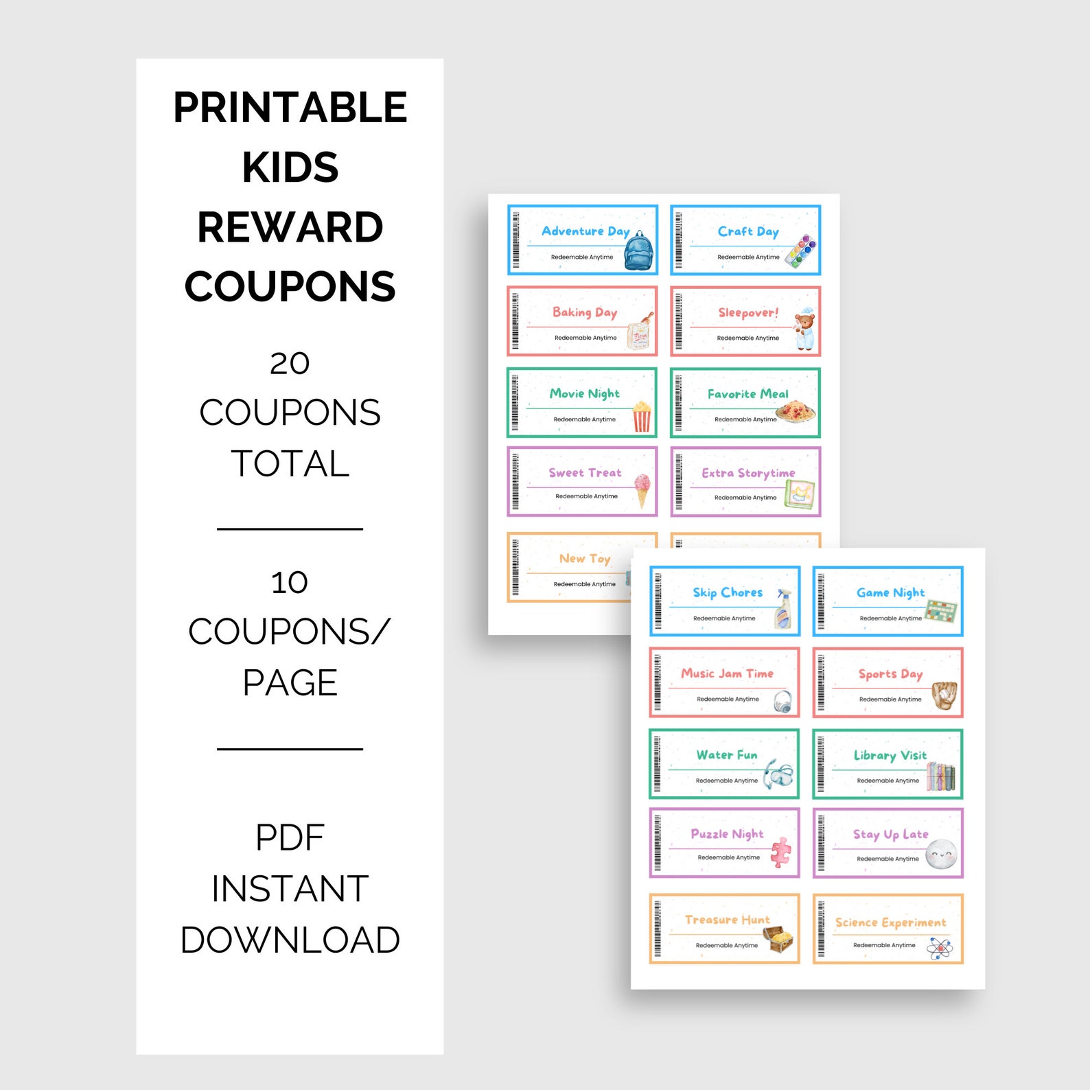 Instant Download Printable Kids Reward Coupons Fill in the Blanks ...