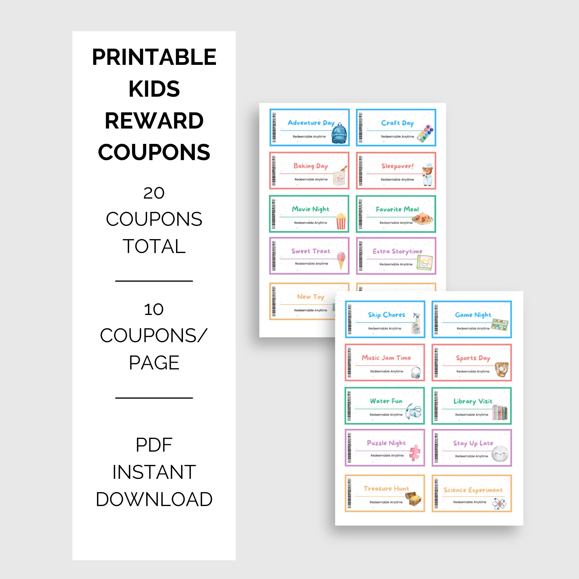 Instant Download Printable Kids Reward Coupons Fill in the Blanks ...