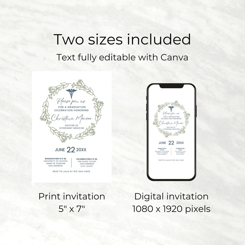 Veterinarian School Graduation Party Invitation, Vet Tech, Animal ...