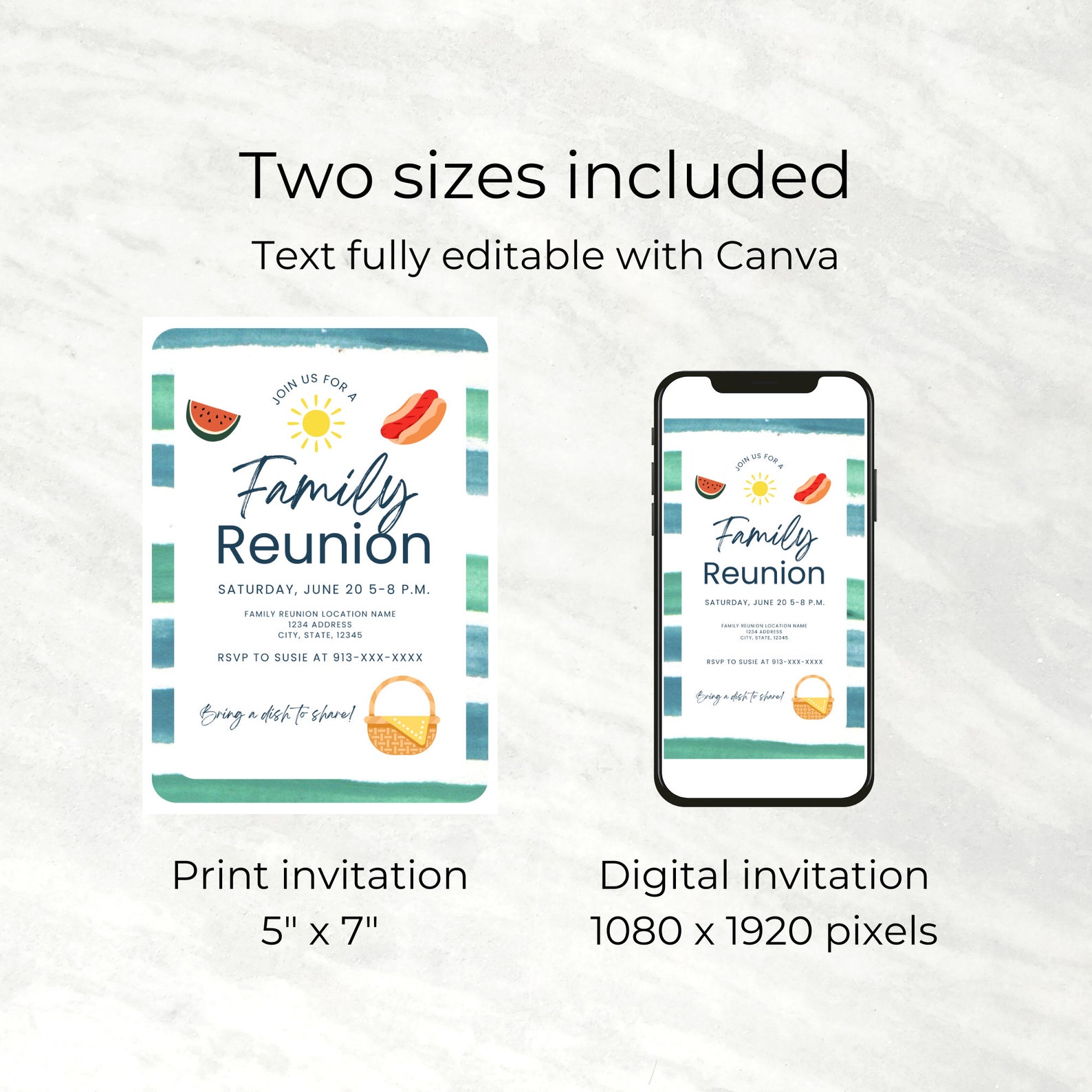 Editable Family Reunion Invitation | Family Picnic Invitation | Summer ...