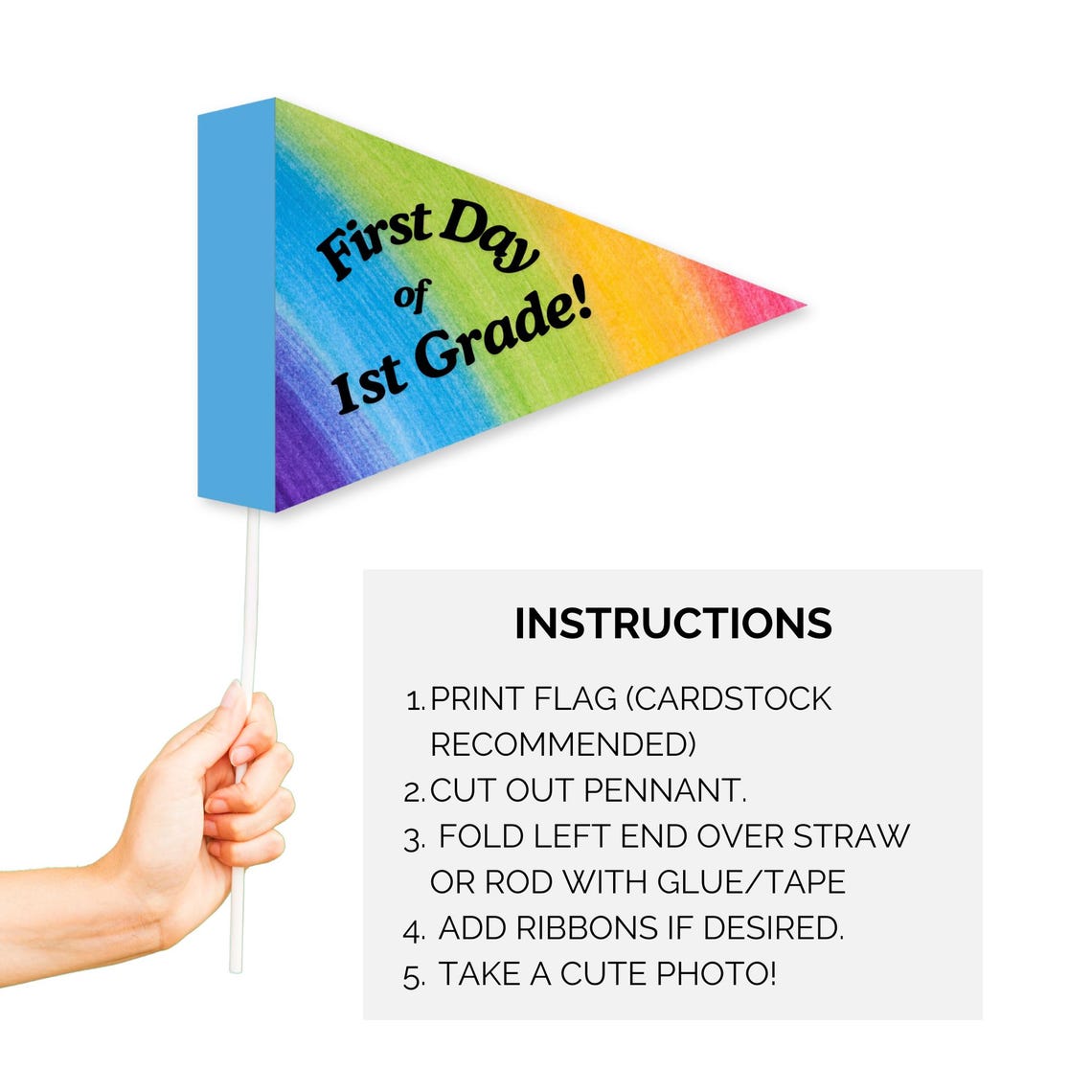 First Day of 1st School Pennant Flag, Back to School Printable Sign ...