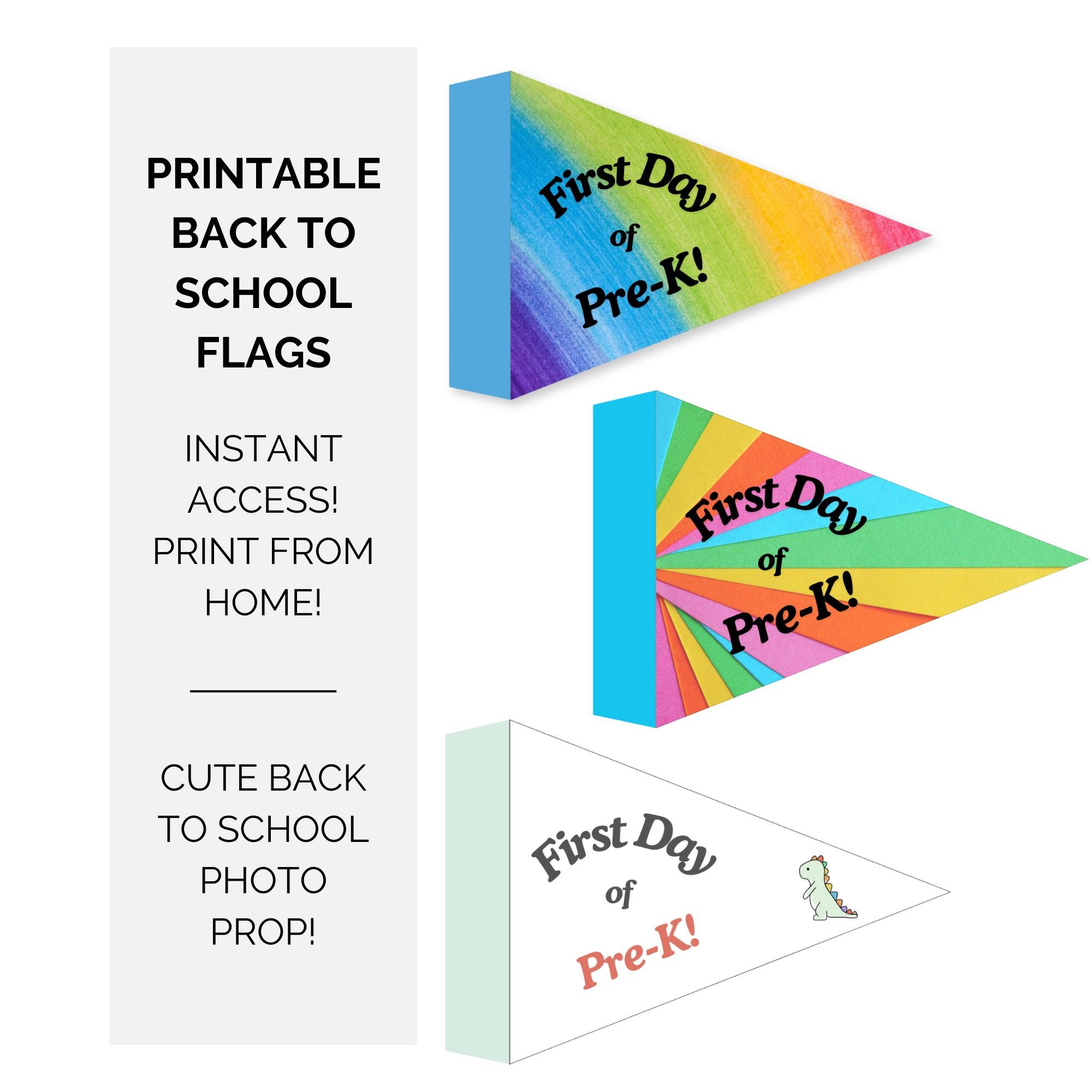 First Day of Prek School Pennant Flag, Back to School Printable Sign ...