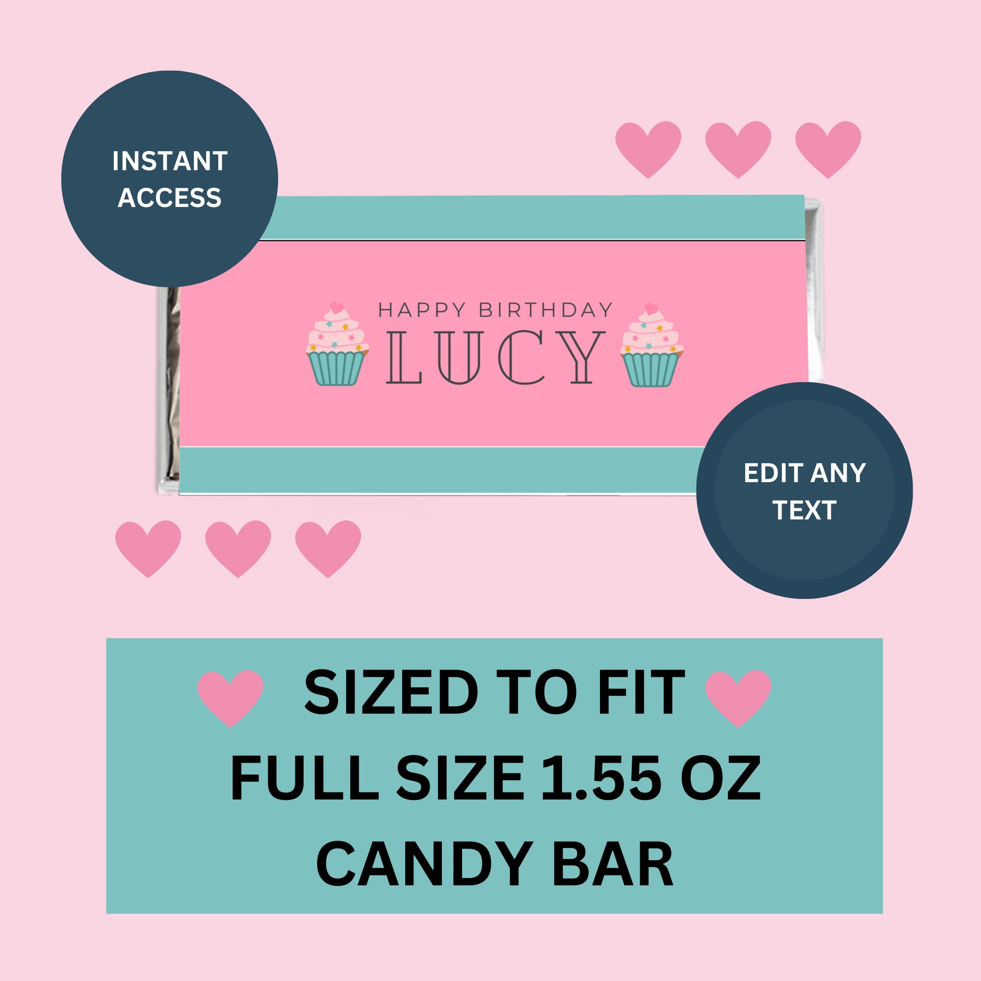 Birthday Chocolate Wrapper, Custom Chocolate Bar, Cupcake Birthday ...
