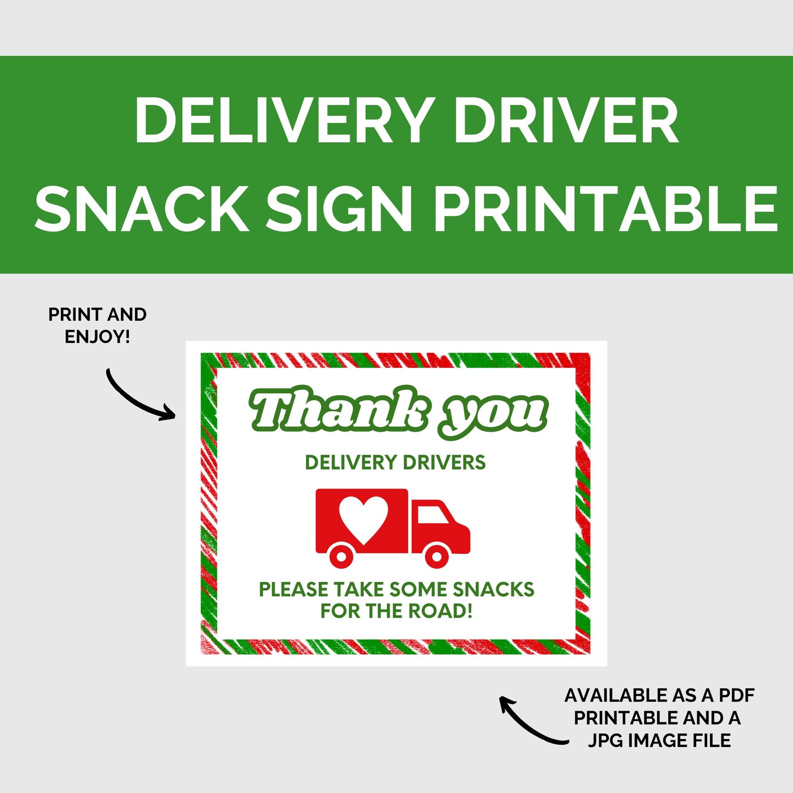 Delivery Driver Snack Sign Printable, Delivery Driver Thank You Sign ...