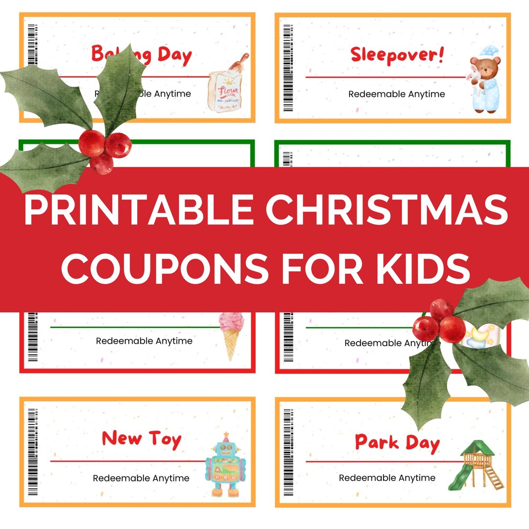 Printable Christmas Coupons for Kids, Christmas Coupon Book, Christmas ...