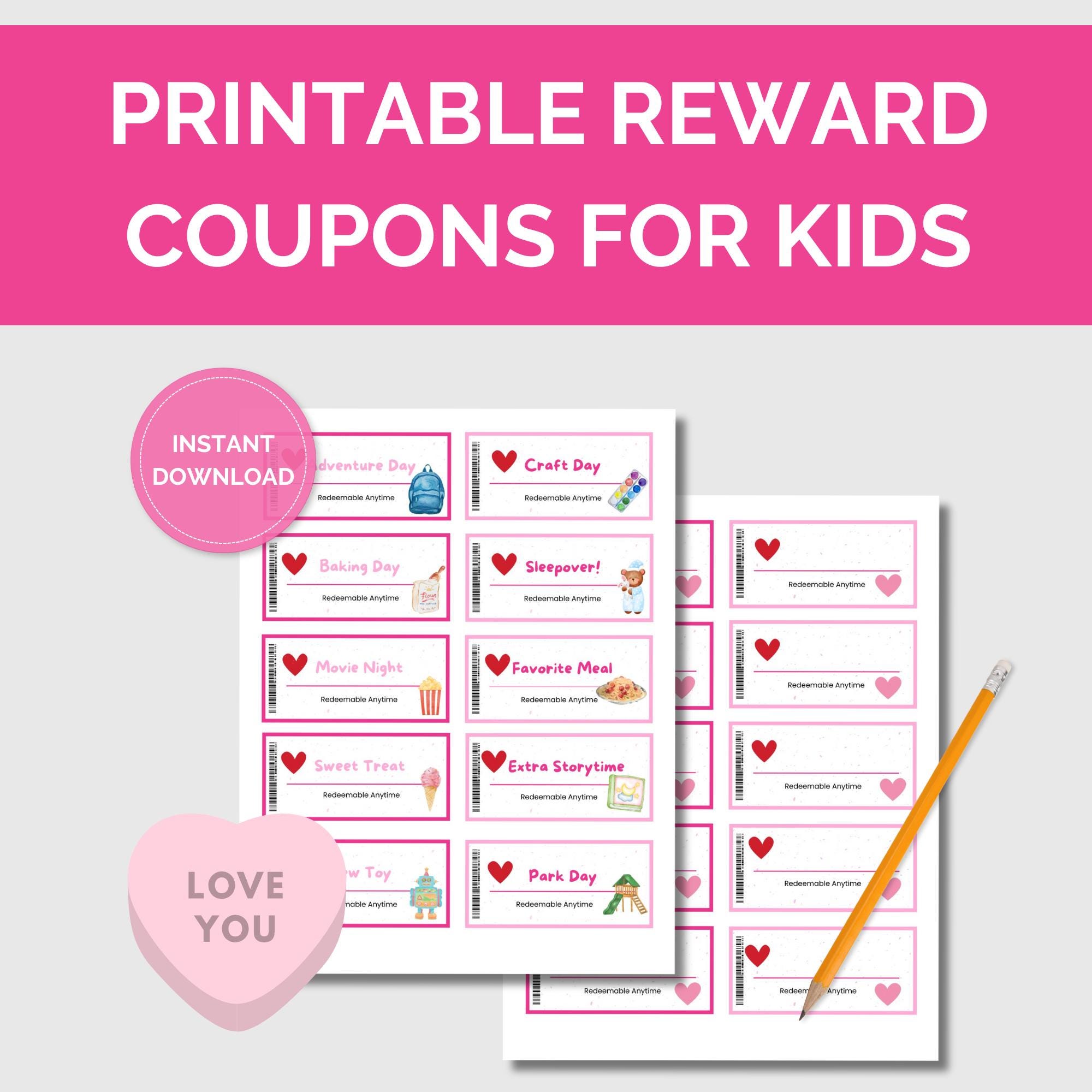 PRINTABLE Kids Valentine Coupon Book, Valentine Coupons for Kids ...